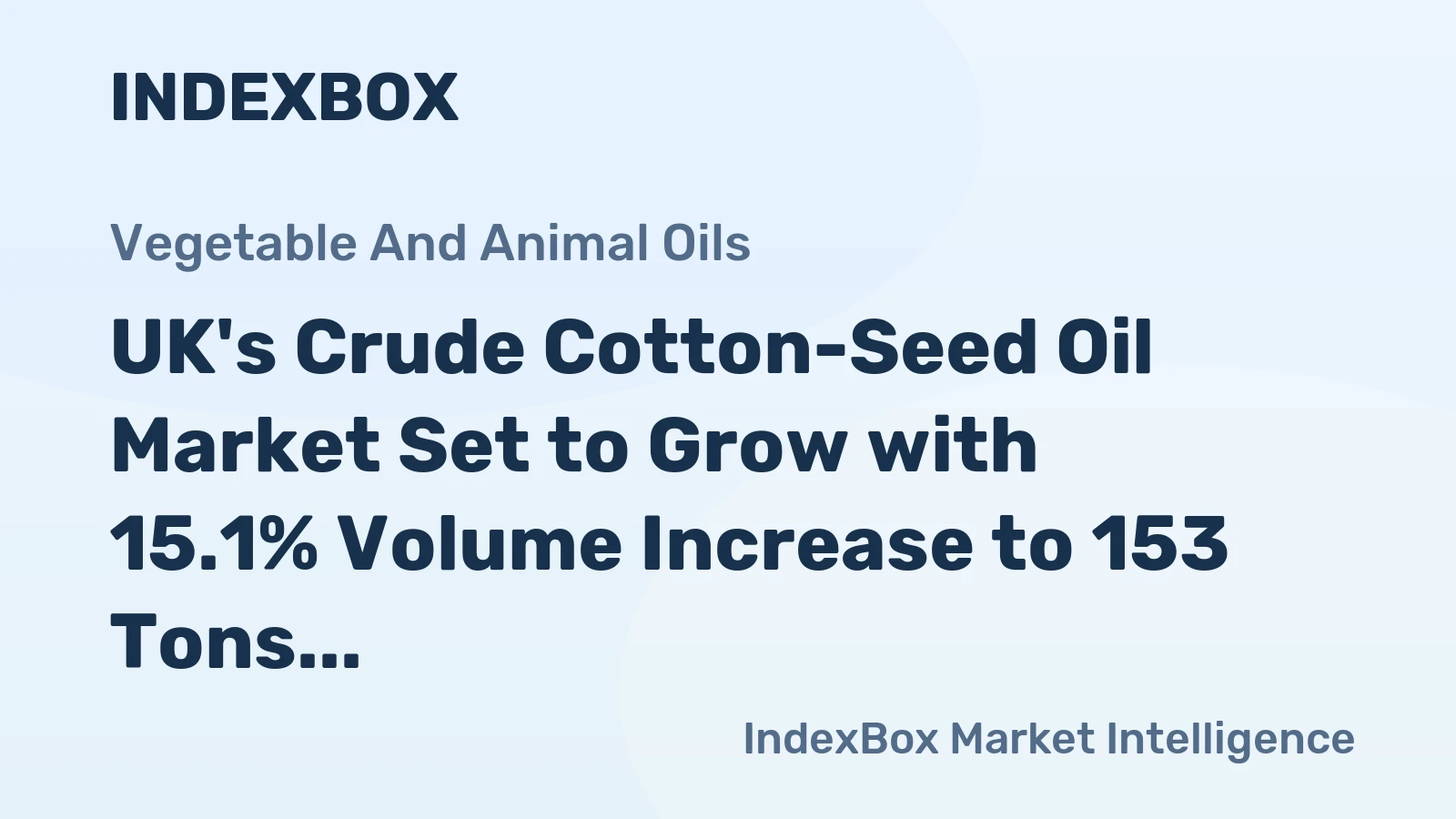 UK's Crude Cotton-Seed Oil Market Set to Grow with 15.1% Volume Increase to 153 Tons and +16.4% Value Increase to $144K by 2035