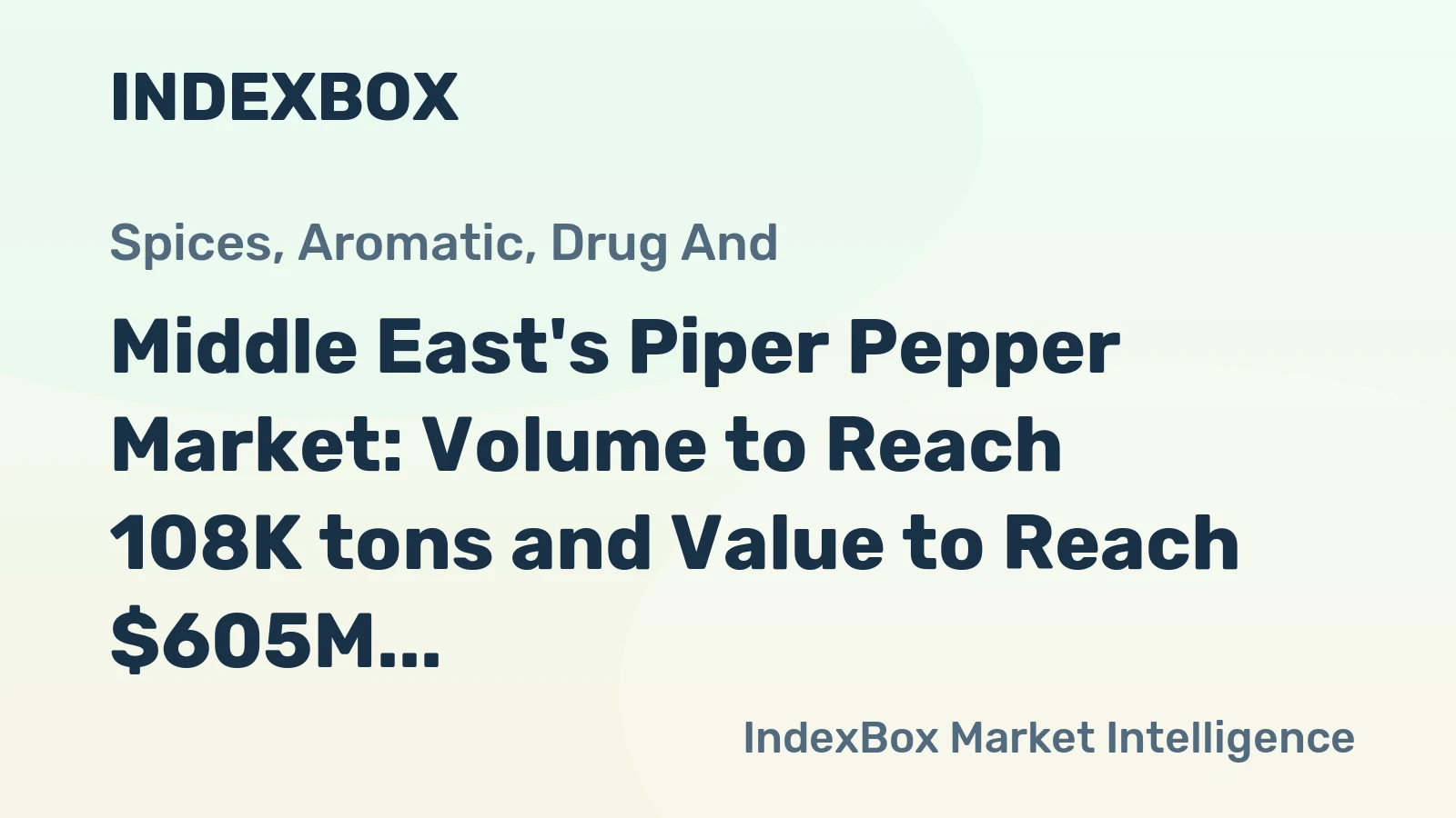 Middle East's Piper Pepper Market: Volume to Reach 108K tons and Value to Reach $605M by 2035
