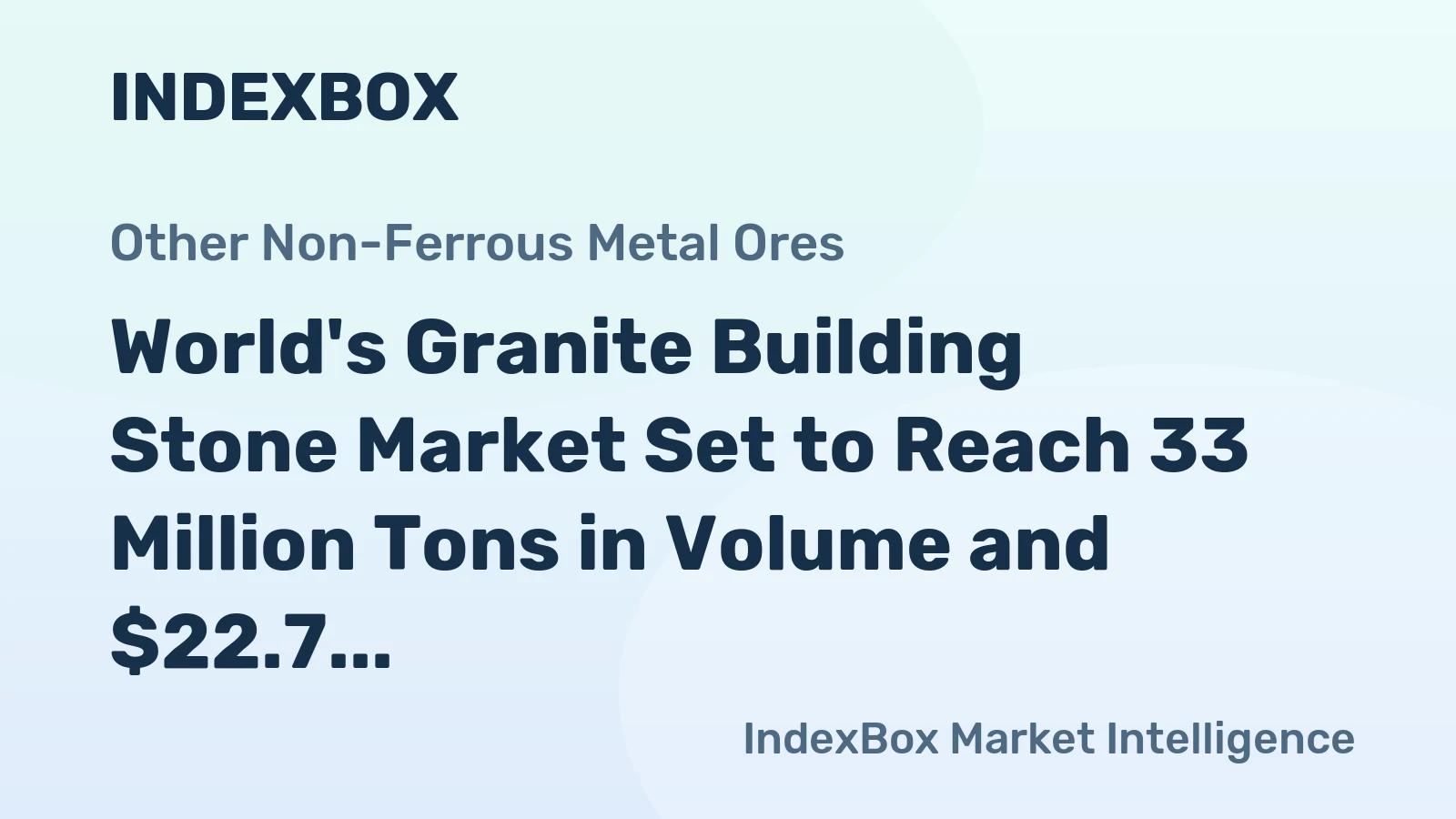 World's Granite Building Stone Market Set to Reach 33 Million Tons in Volume and $22.7 Billion in Value by 2035
