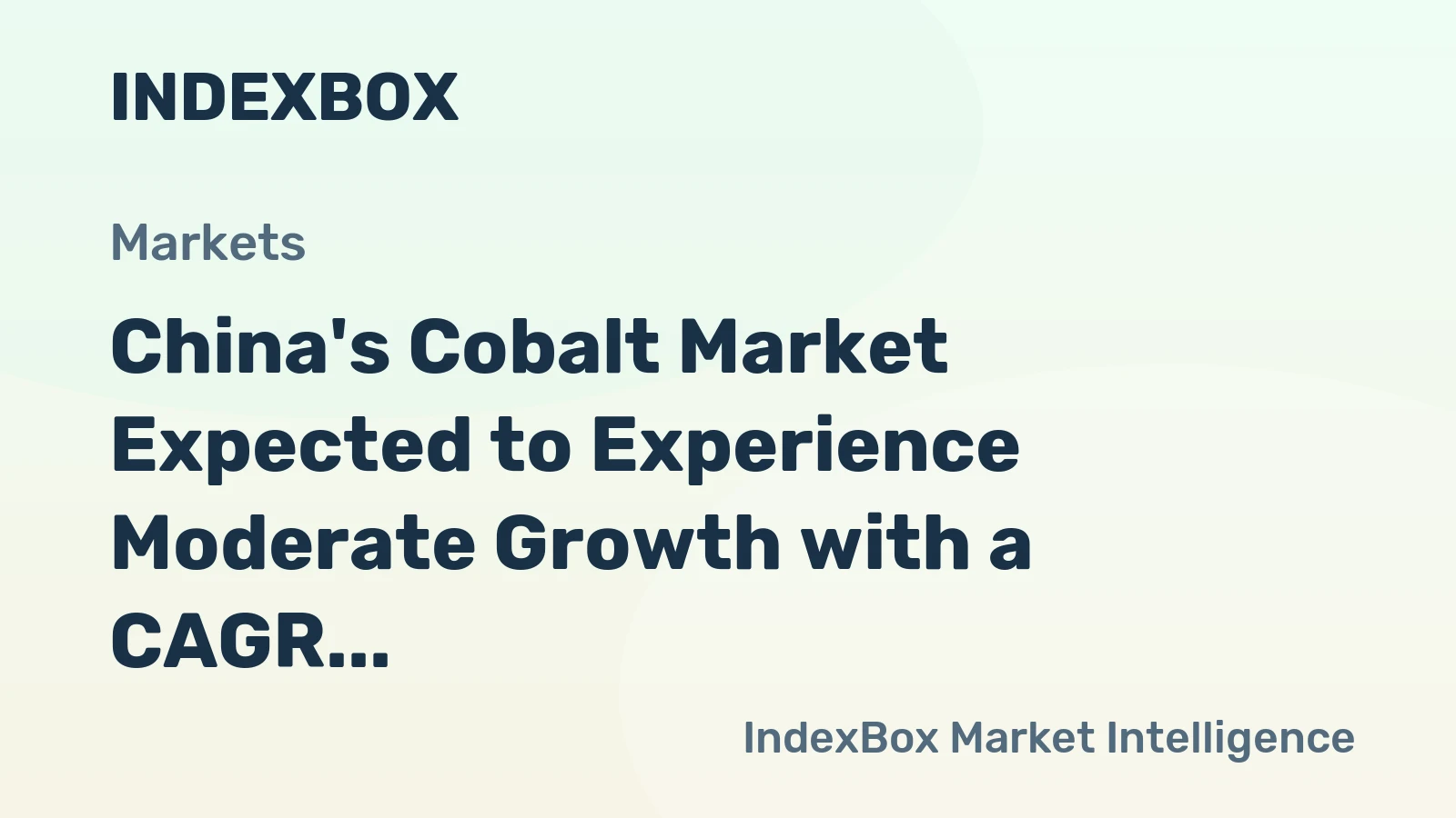 China's Cobalt Market Expected to Experience Moderate Growth with a CAGR of +1.4% from 2024 to 2035