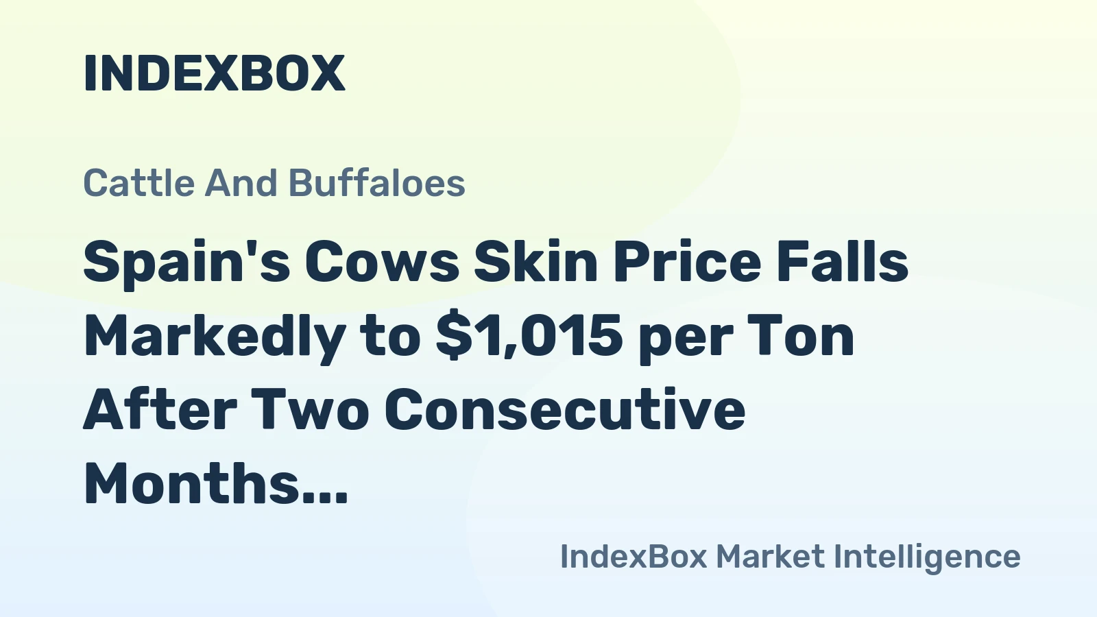 Spain's Cows Skin Price Falls Markedly to $1,015 per Ton After Two Consecutive Months of Contraction