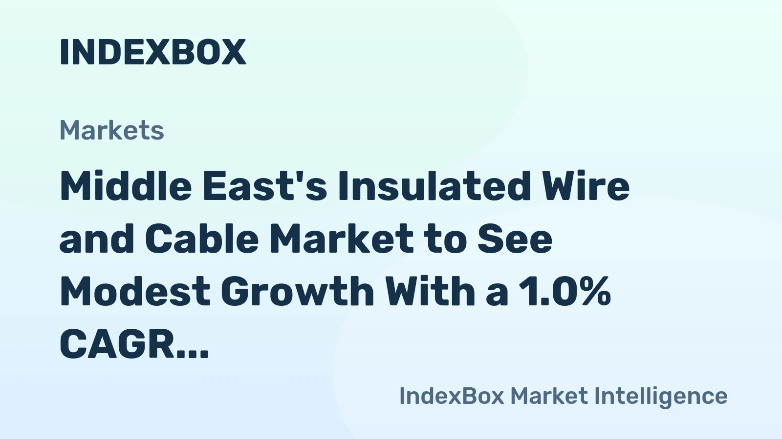 Middle East's Insulated Wire and Cable Market to See Modest Growth With a 1.0% CAGR in Value Through 2035