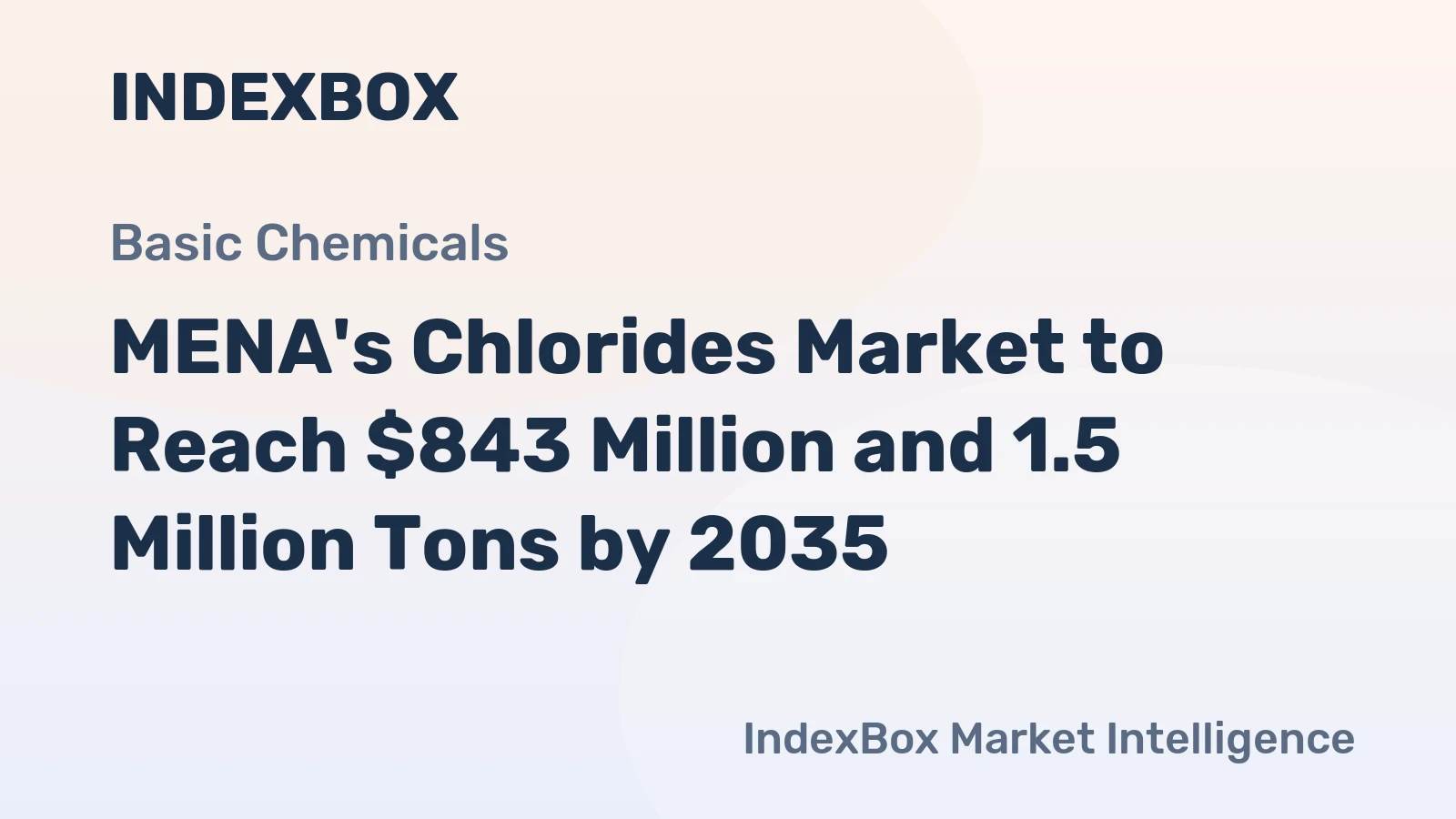 MENA's Chlorides Market to Reach $843 Million and 1.5 Million Tons by 2035