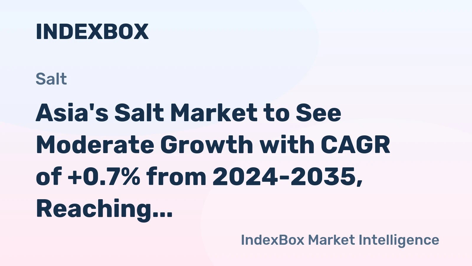 Asia's Salt Market to See Moderate Growth with CAGR of +0.7% from 2024-2035, Reaching 124M tons