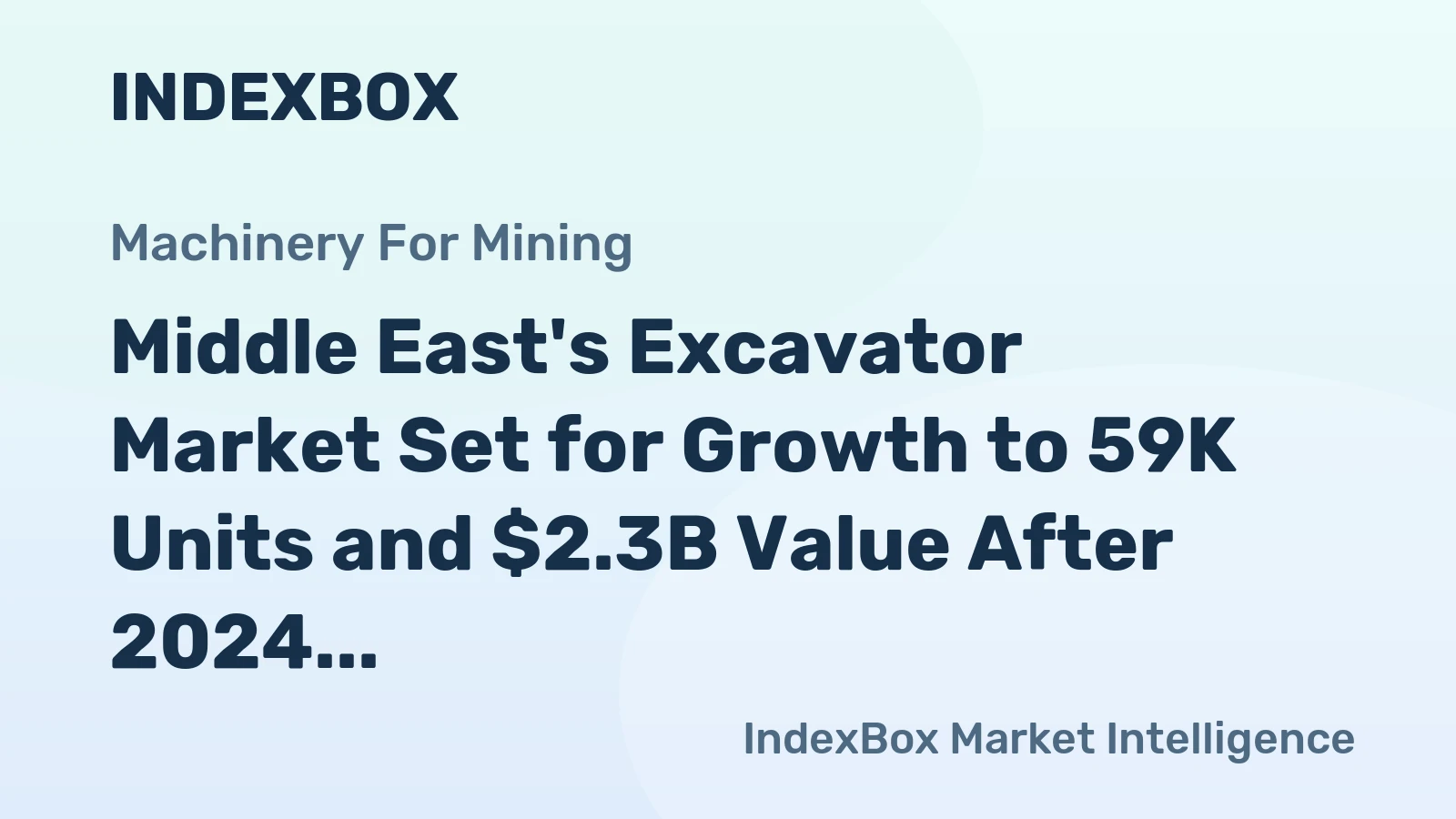 Middle East's Excavator Market Set for Growth to 59K Units and $2.3B Value After 2024 Contraction