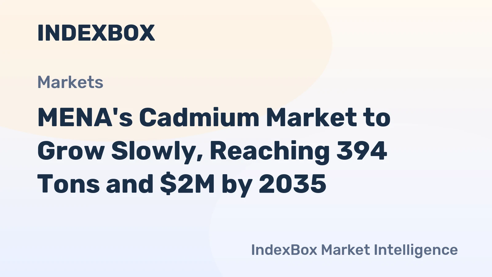 MENA's Cadmium Market to Grow Slowly, Reaching 394 Tons and $2M by 2035