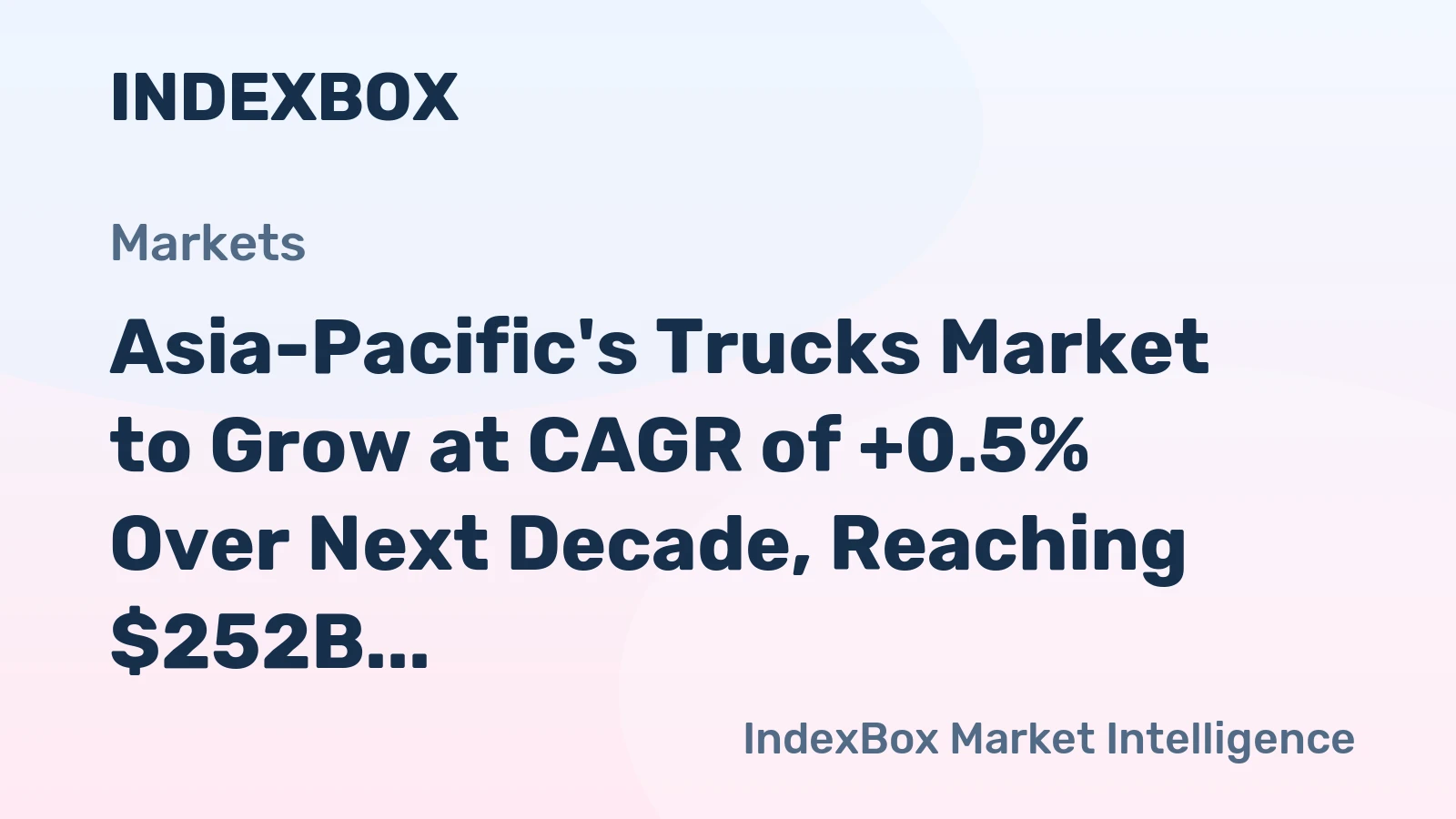 Asia-Pacific's Trucks Market to Grow at CAGR of +0.5% Over Next Decade, Reaching $252B by 2035
