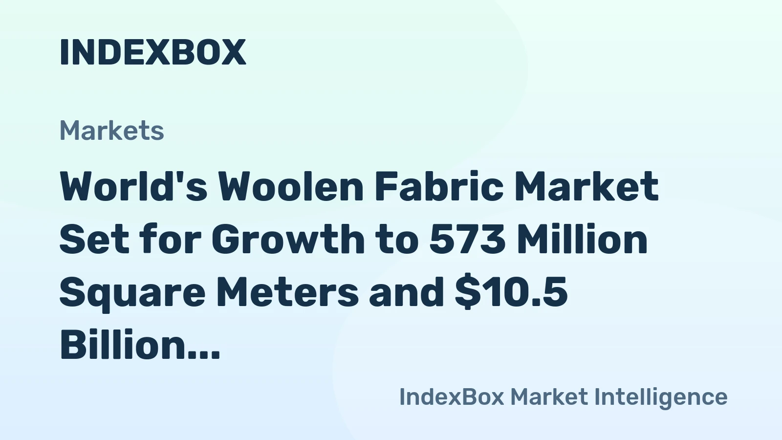 World's Woolen Fabric Market Set for Growth to 573 Million Square Meters and $10.5 Billion in Value