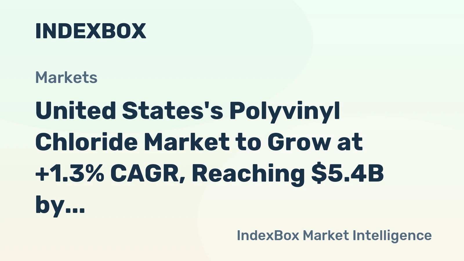 United States's Polyvinyl Chloride Market to Grow at +1.3% CAGR, Reaching $5.4B by 2035