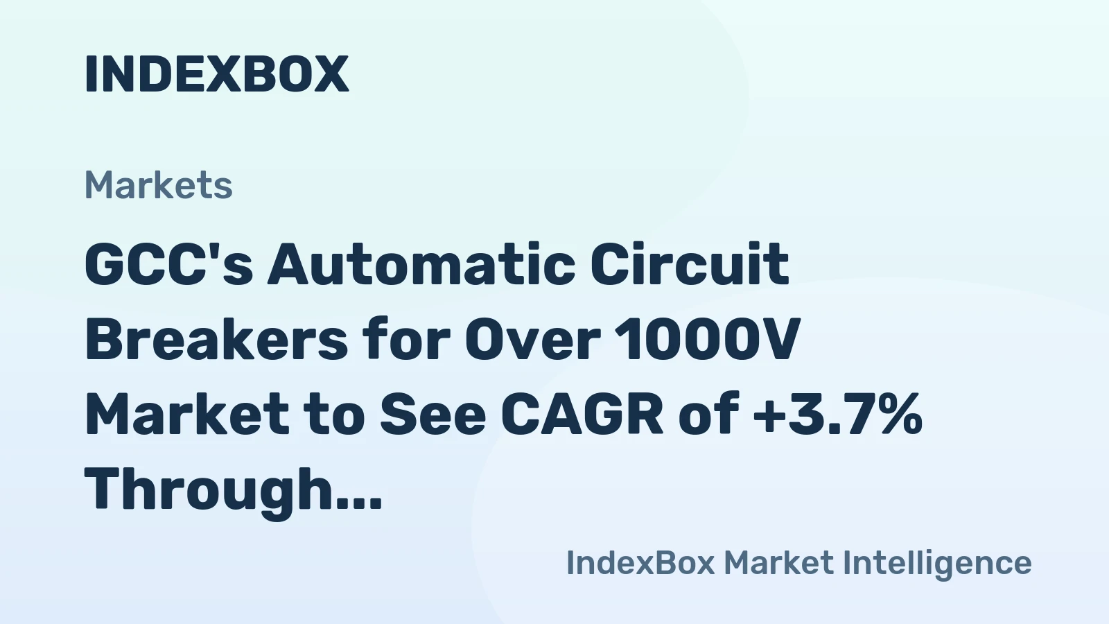 GCC's Automatic Circuit Breakers for Over 1000V Market to See CAGR of +3.7% Through 2035, Reaching $988M