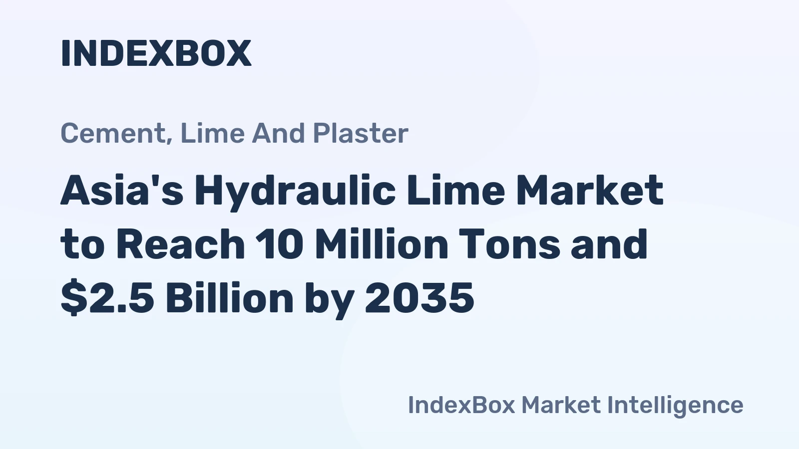 Asia's Hydraulic Lime Market to Reach 10 Million Tons and $2.5 Billion by 2035