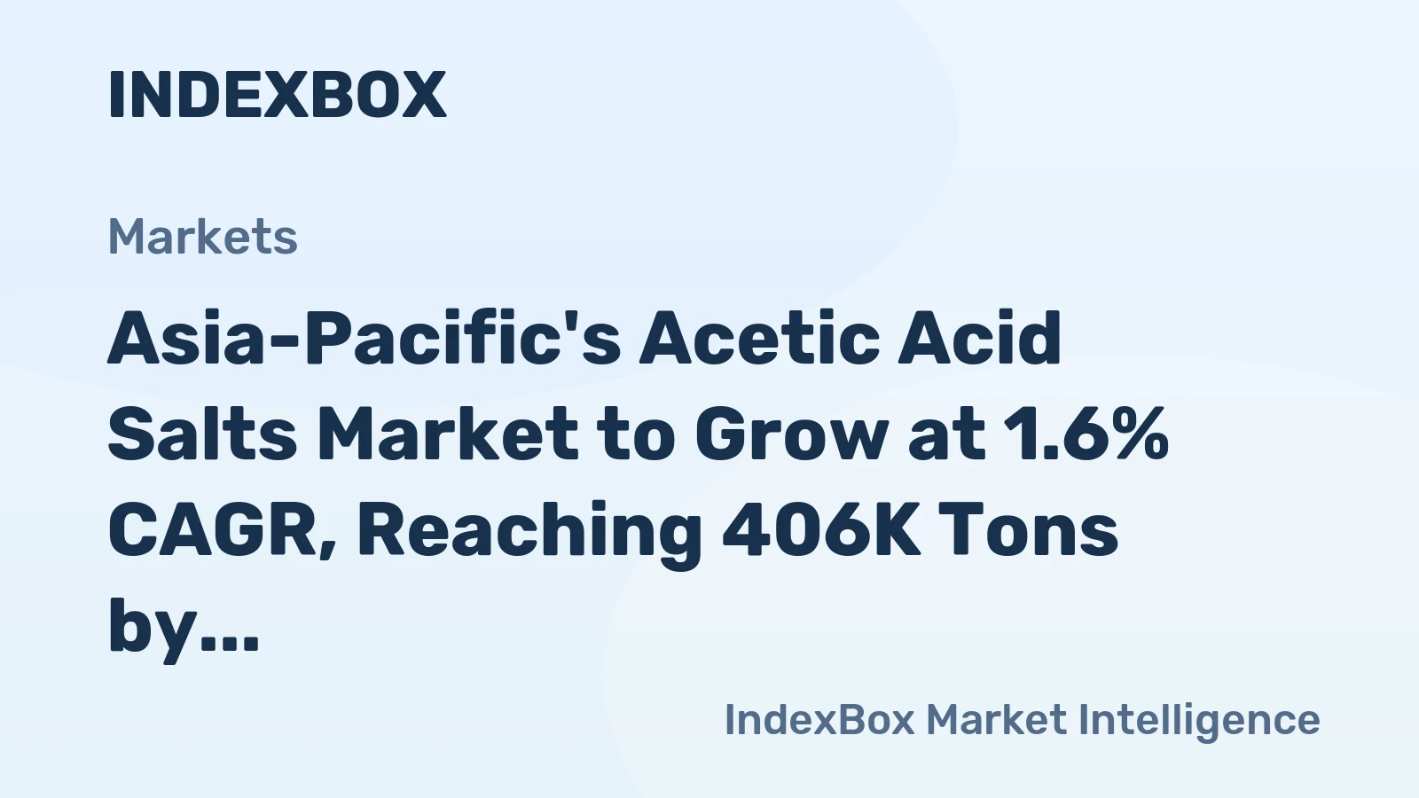 Asia-Pacific's Acetic Acid Salts Market to Grow at 1.6% CAGR, Reaching 406K Tons by 2035