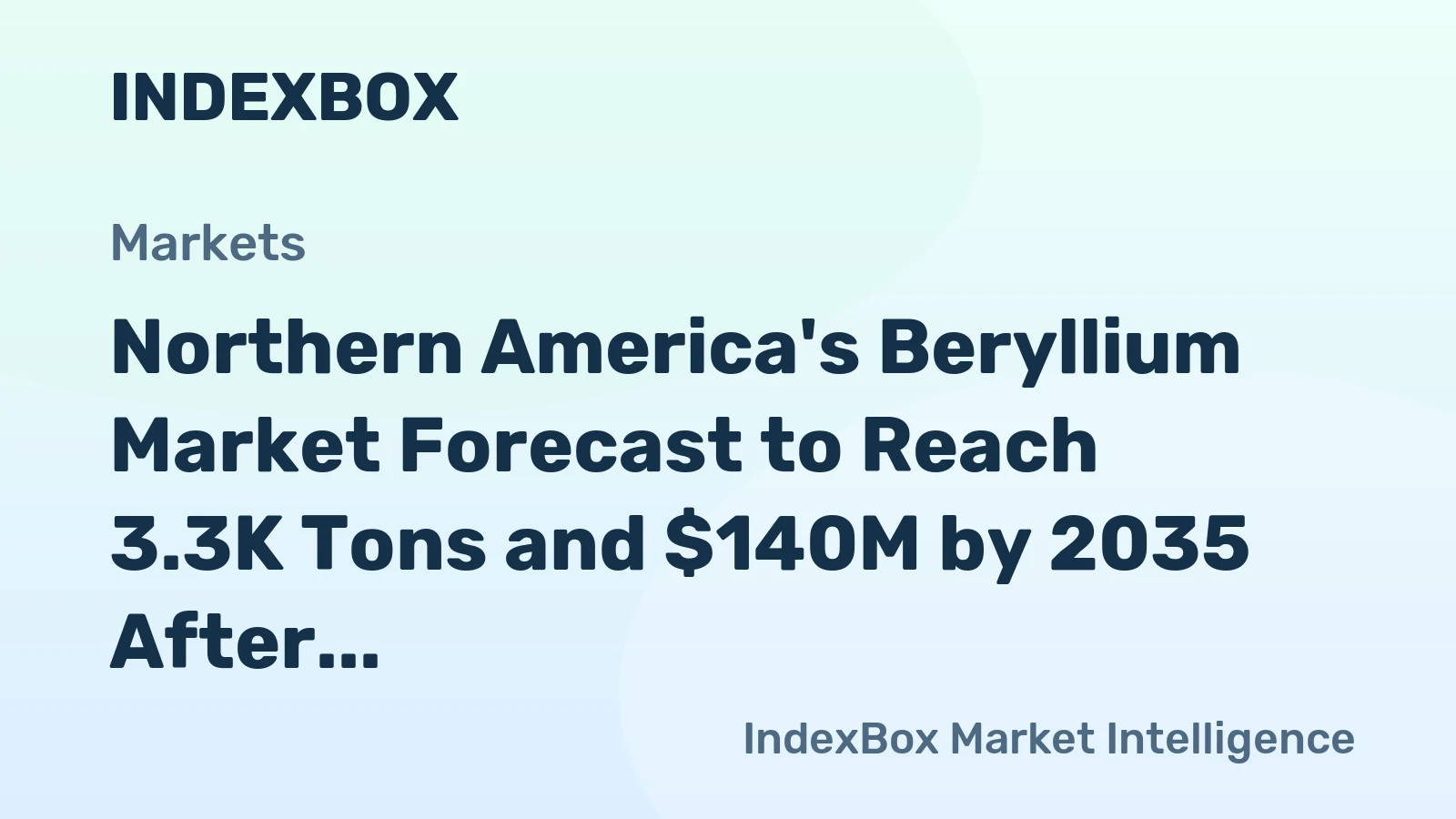 Northern America's Beryllium Market Forecast to Reach 3.3K Tons and $140M by 2035 After a Period of Decline