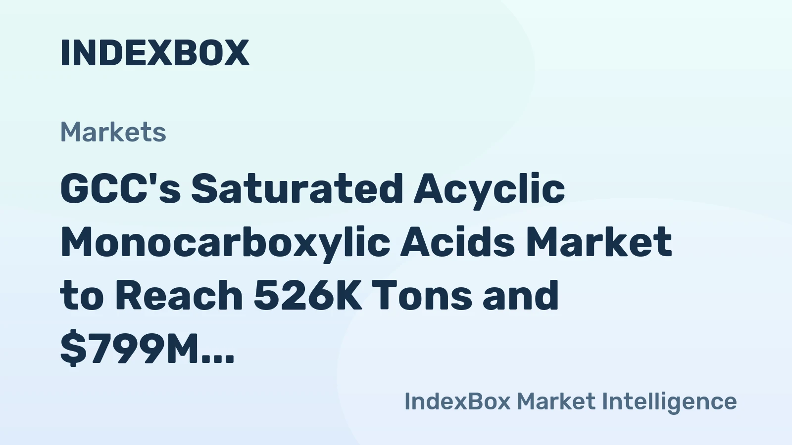 GCC's Saturated Acyclic Monocarboxylic Acids Market to Reach 526K Tons and $799M by 2035