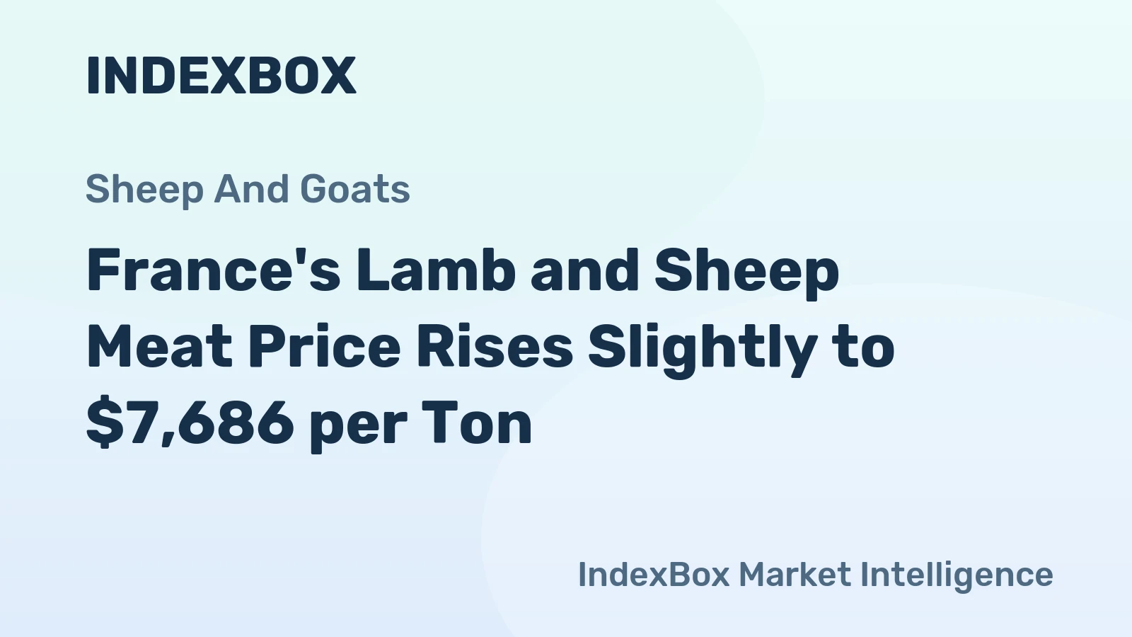 France's Lamb and Sheep Meat Price Rises Slightly to $7,686 per Ton