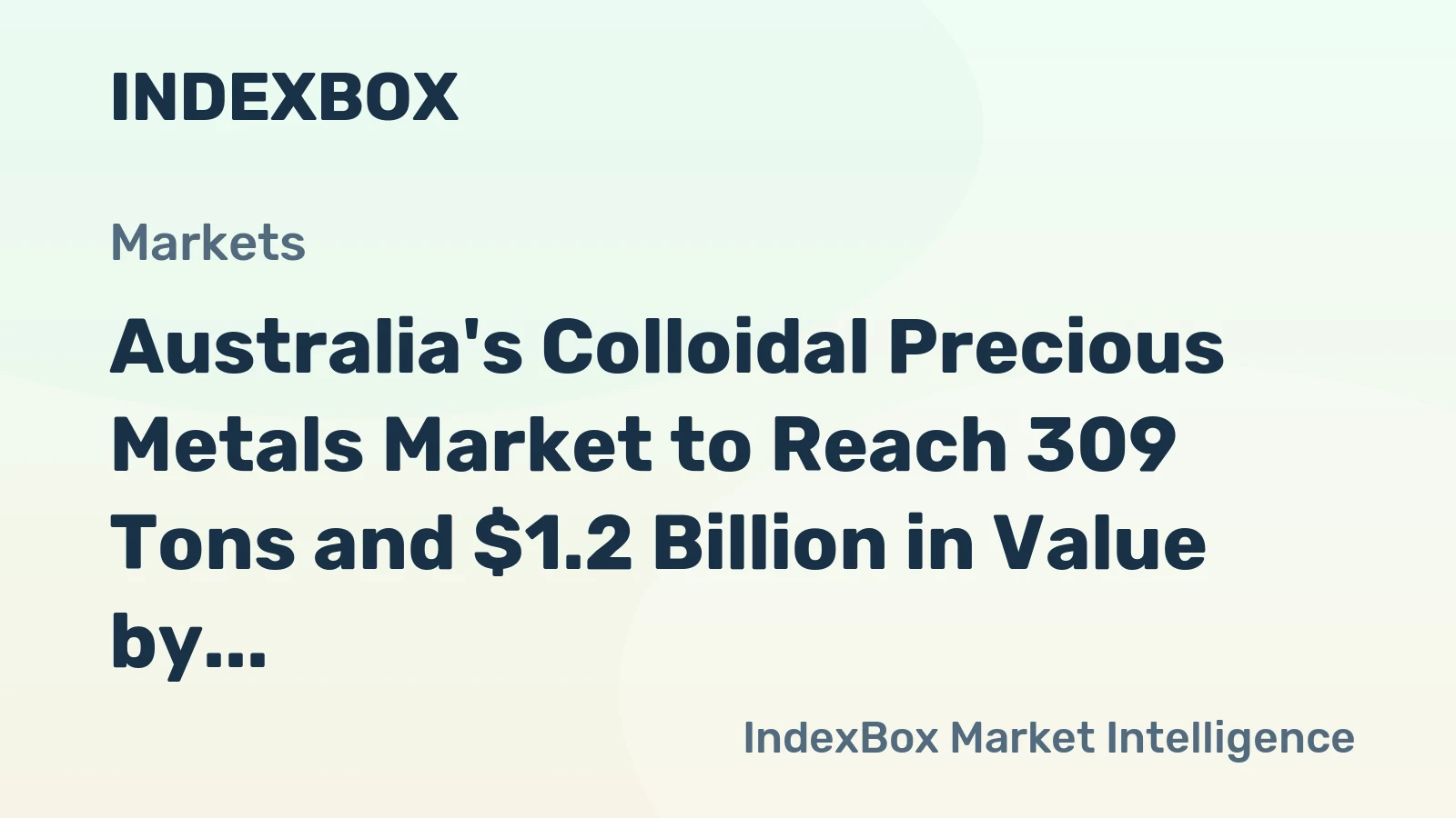 Australia's Colloidal Precious Metals Market to Reach 309 Tons and $1.2 Billion in Value by 2035