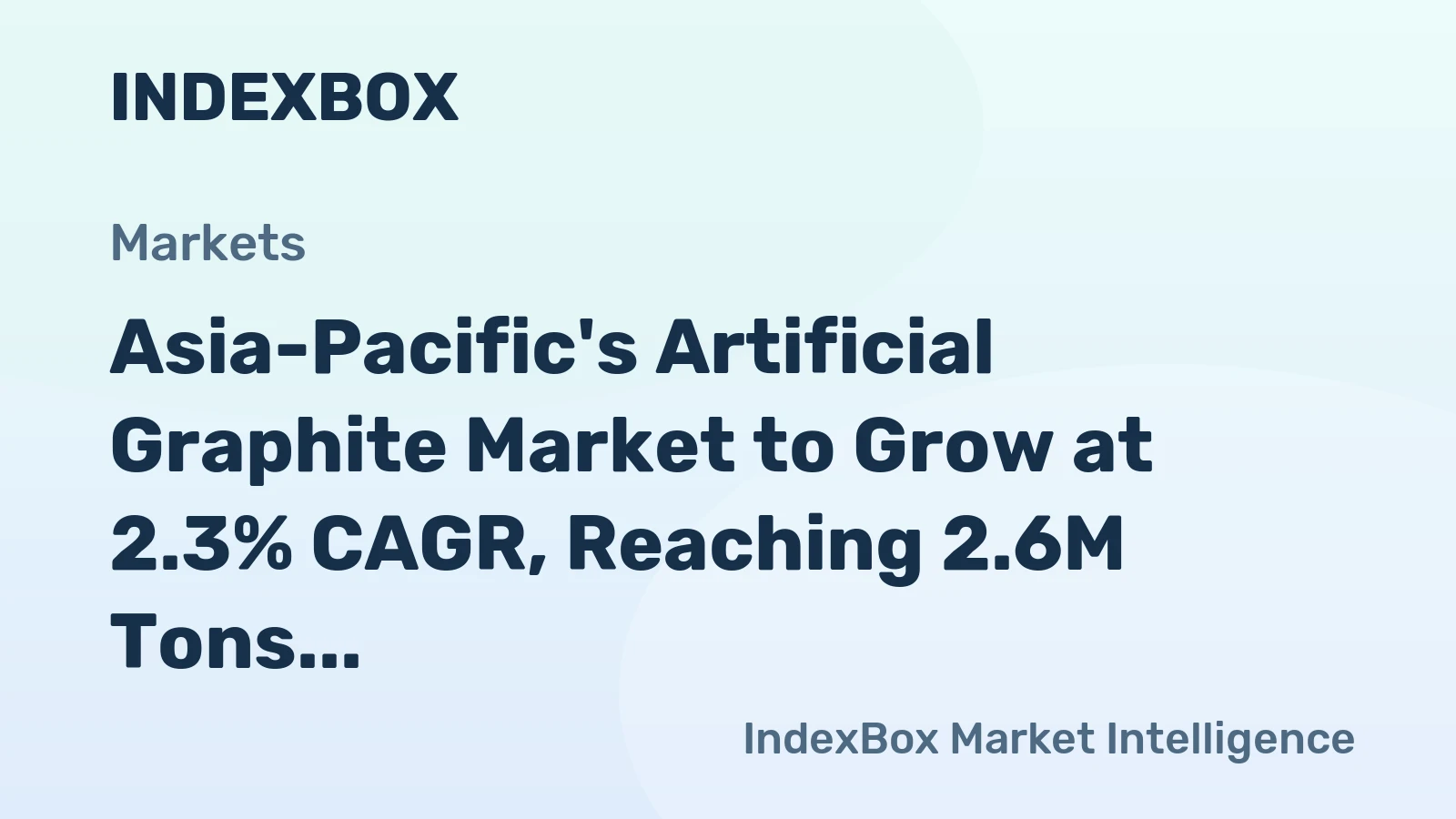 Asia-Pacific's Artificial Graphite Market to Grow at 2.3% CAGR, Reaching 2.6M Tons by 2035
