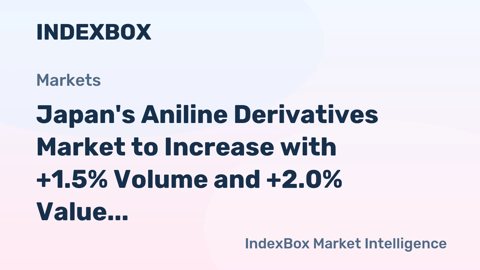 Japan's Aniline Derivatives Market to Increase with +1.5% Volume and +2.0% Value Growth Over Next Decade