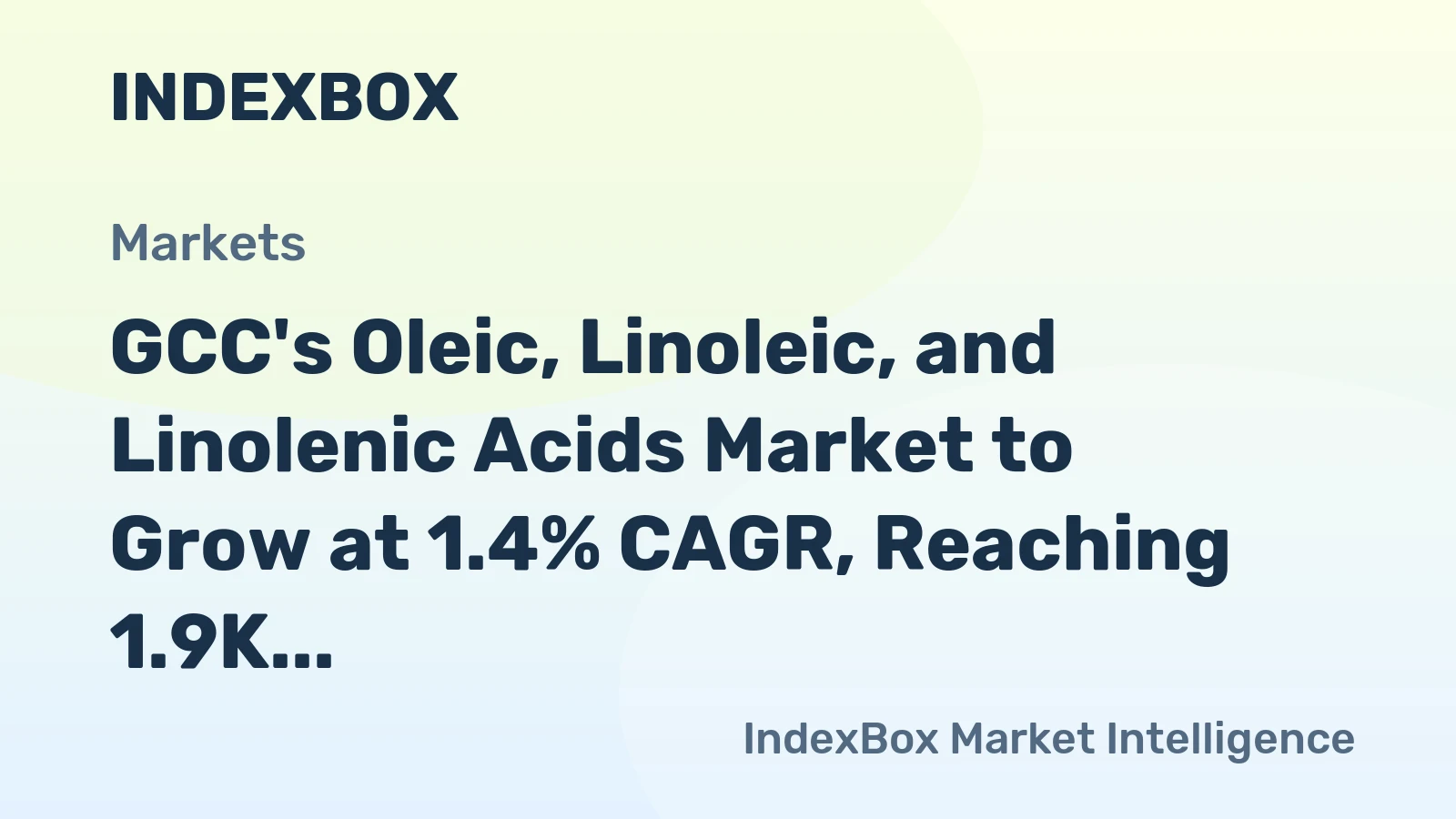 GCC's Oleic, Linoleic, and Linolenic Acids Market to Grow at 1.4% CAGR, Reaching 1.9K Tons by 2035