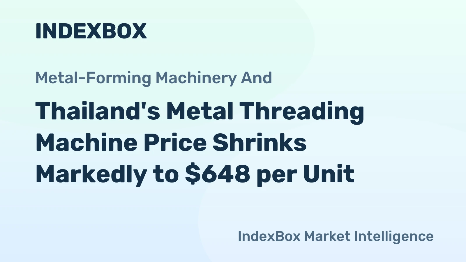 Thailand's Metal Threading Machine Price Shrinks Markedly to $648 per Unit