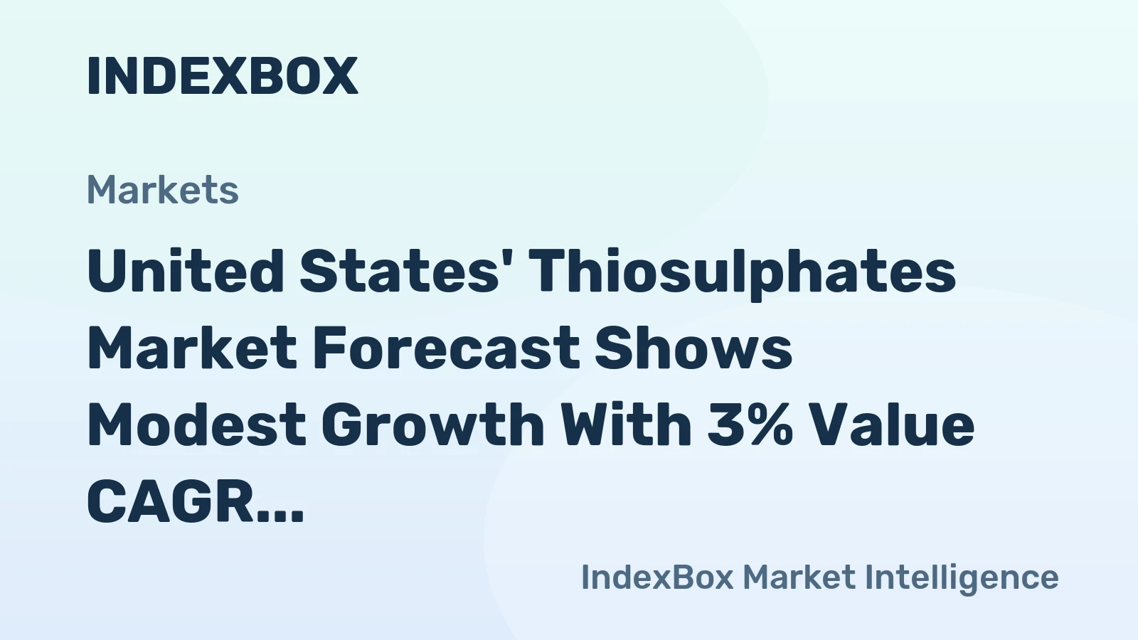 United States' Thiosulphates Market Forecast Shows Modest Growth With 3% Value CAGR