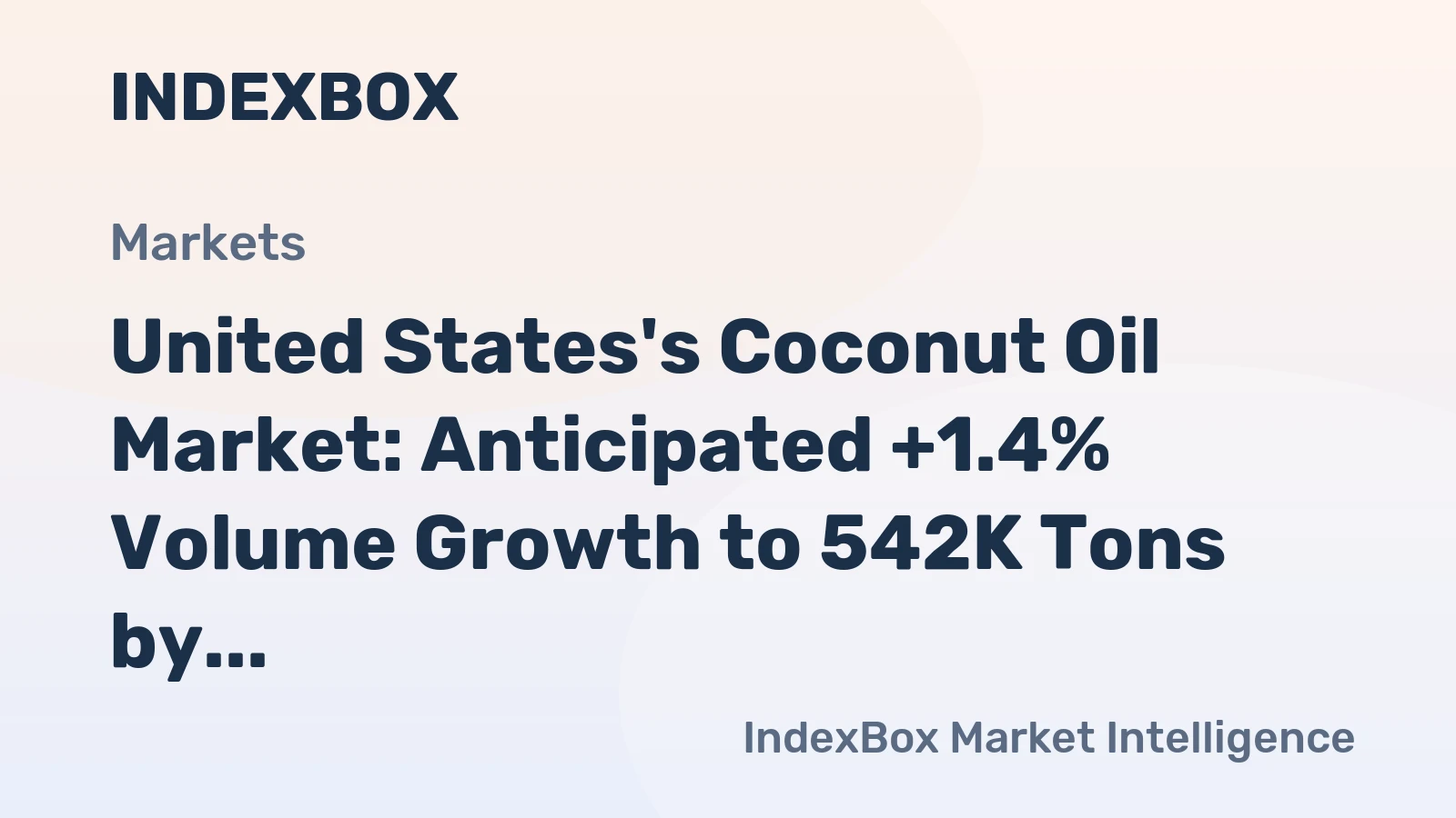 United States's Coconut Oil Market: Anticipated +1.4% Volume Growth to 542K Tons by 2035, +2.7% Value Growth to $901M