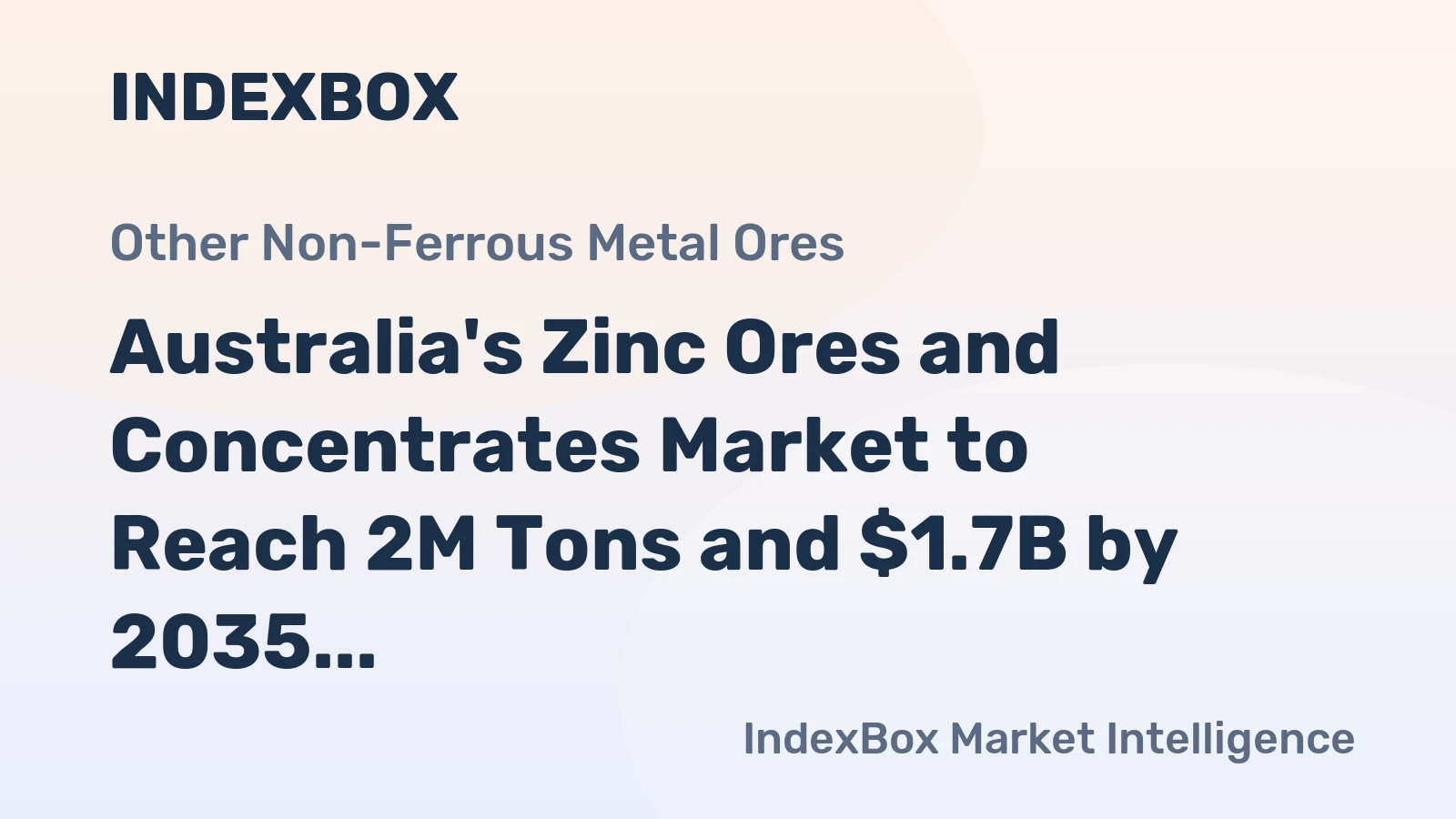 Australia's Zinc Ores and Concentrates Market to Reach 2M Tons and $1.7B by 2035