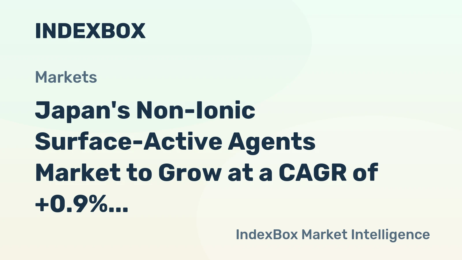 Japan's Non-Ionic Surface-Active Agents Market to Grow at a CAGR of +0.9% Over Next Decade