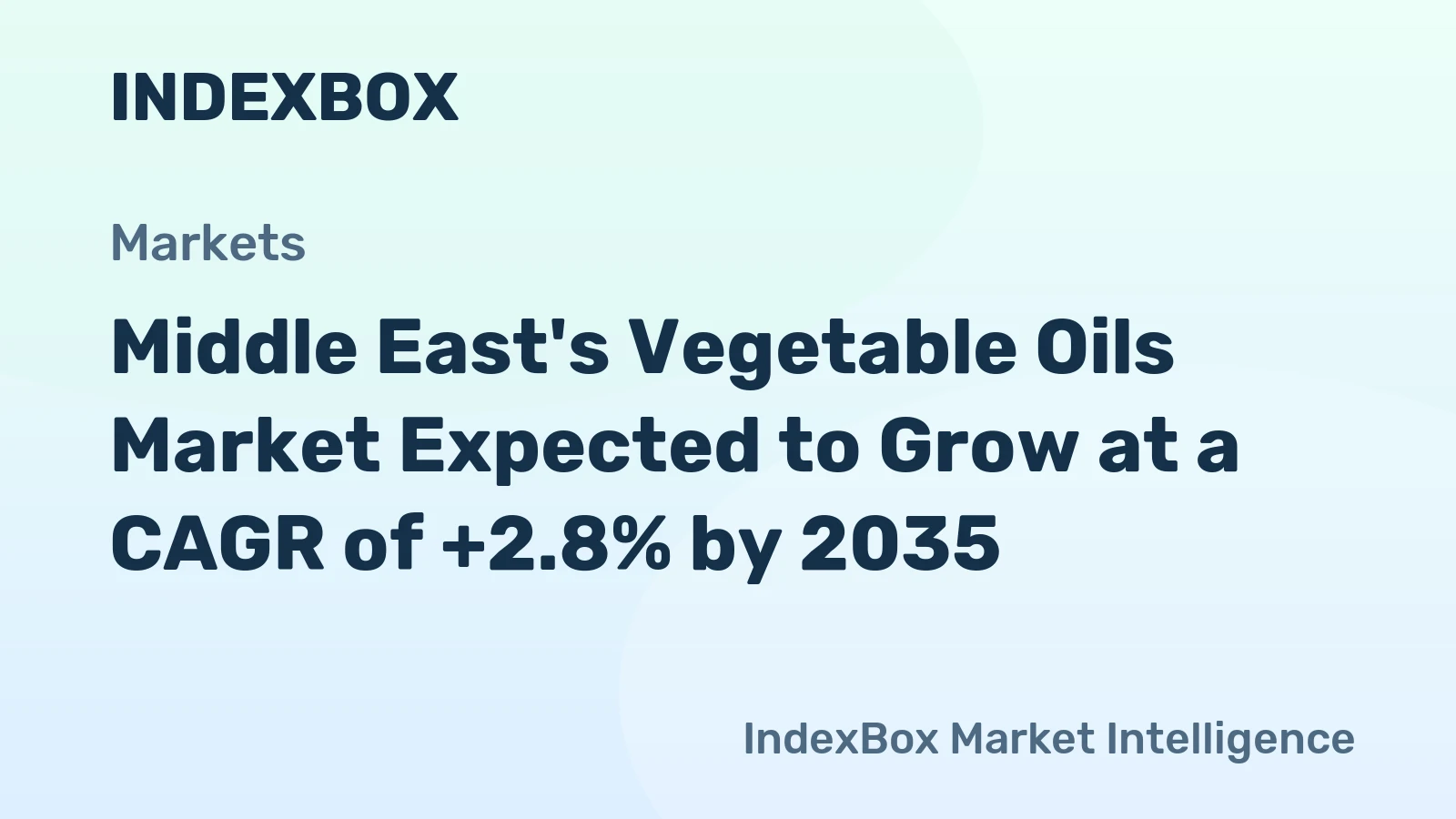 Middle East's Vegetable Oils Market Expected to Grow at a CAGR of +2.8% by 2035