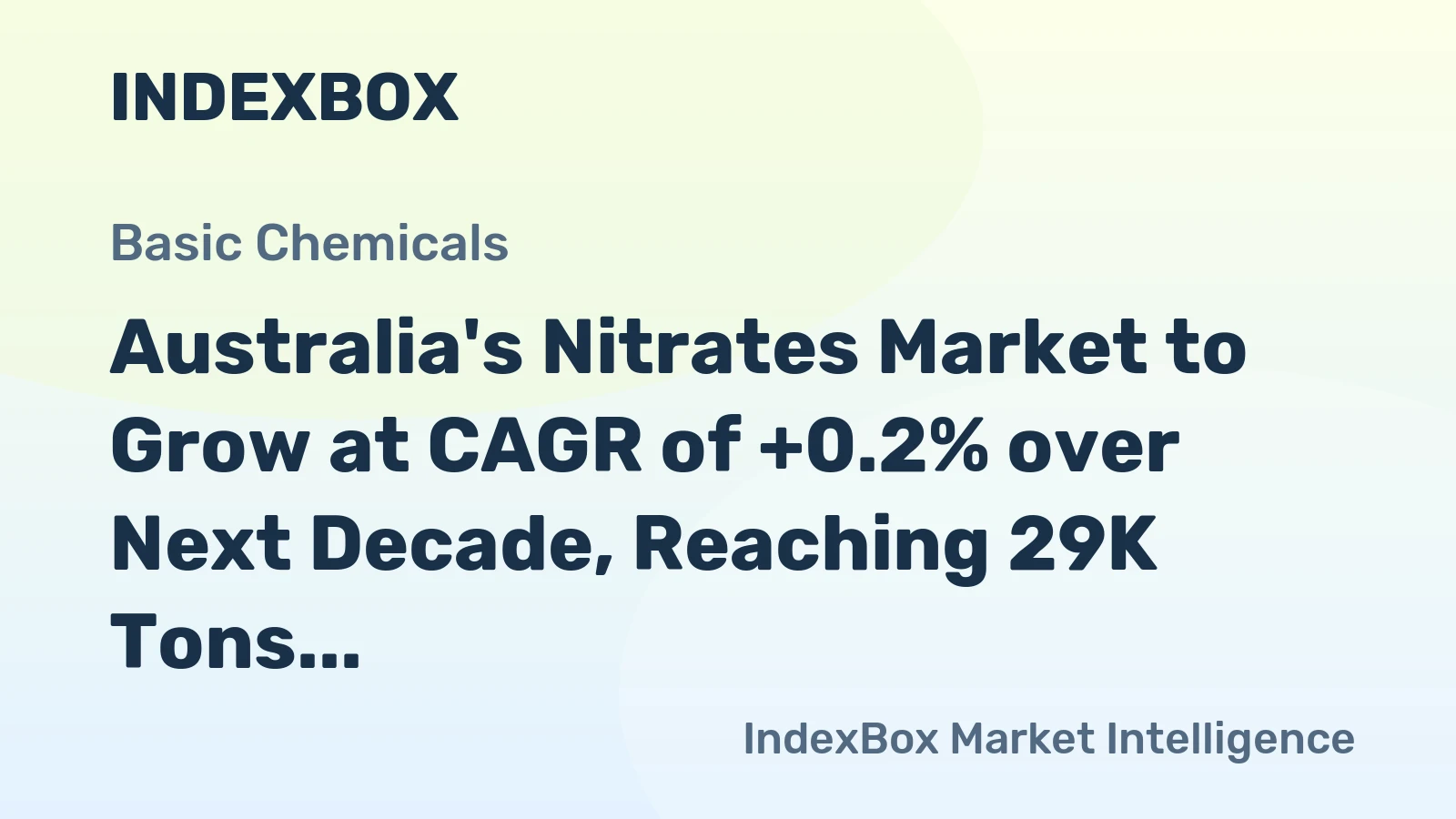 Australia's Nitrates Market to Grow at CAGR of +0.2% over Next Decade, Reaching 29K Tons by 2035