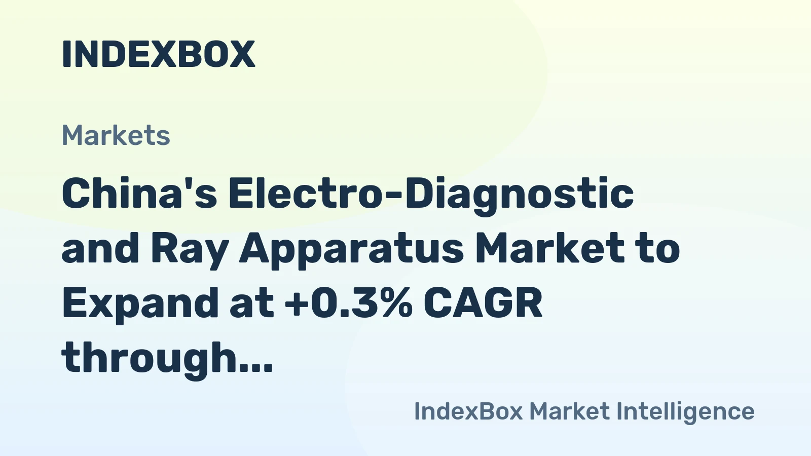 China's Electro-Diagnostic and Ray Apparatus Market to Expand at +0.3% CAGR through 2035