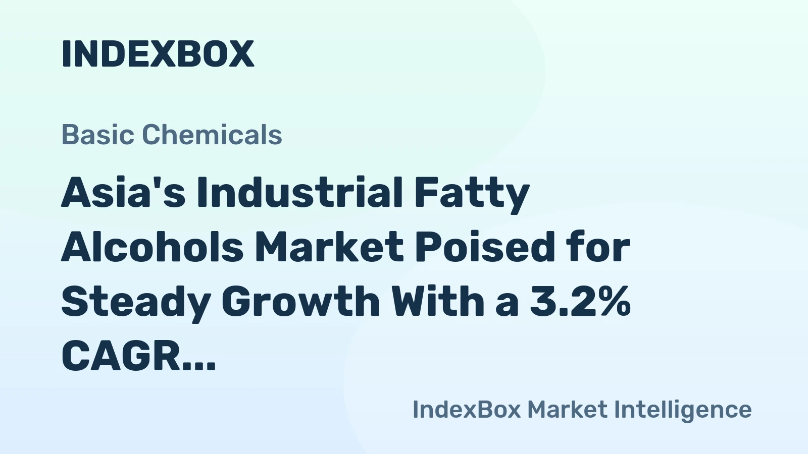 Asia's Industrial Fatty Alcohols Market Poised for Steady Growth With a 3.2% CAGR in Value Through 2035