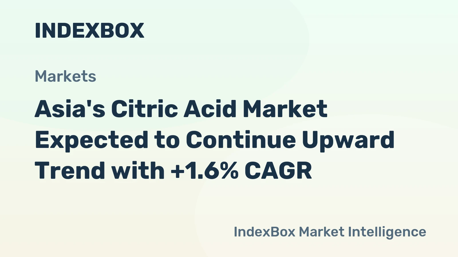 Asia's Citric Acid Market Expected to Continue Upward Trend with +1.6% CAGR
