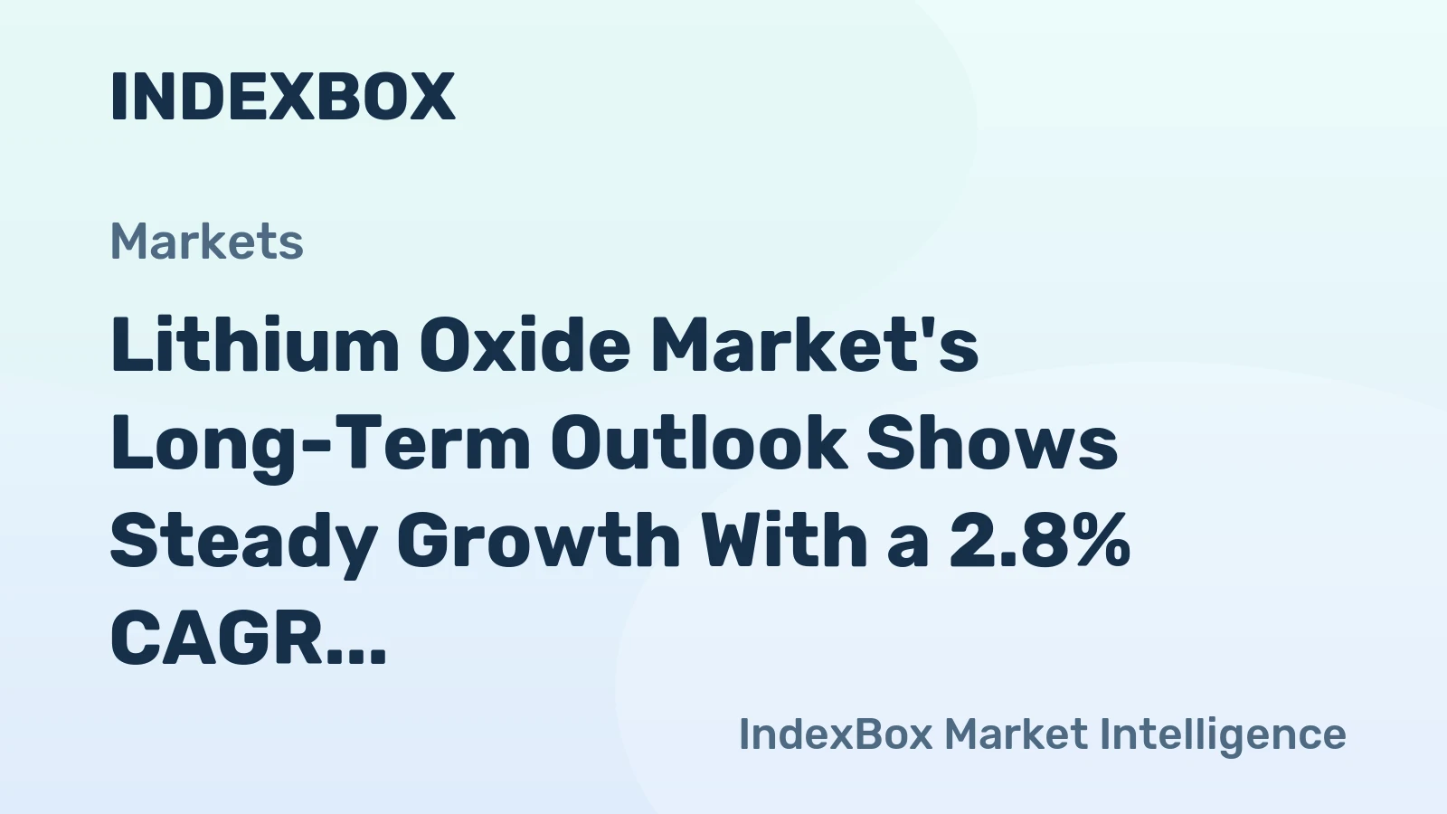 Lithium Oxide Market's Long-Term Outlook Shows Steady Growth With a 2.8% CAGR in Value Despite Recent Volatility