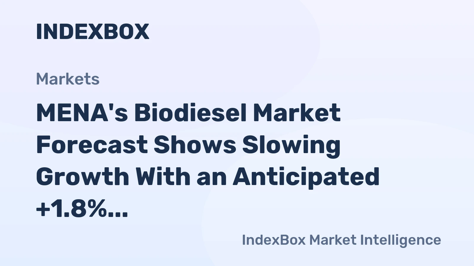 MENA's Biodiesel Market Forecast Shows Slowing Growth With an Anticipated +1.8% CAGR in Value Through 2035