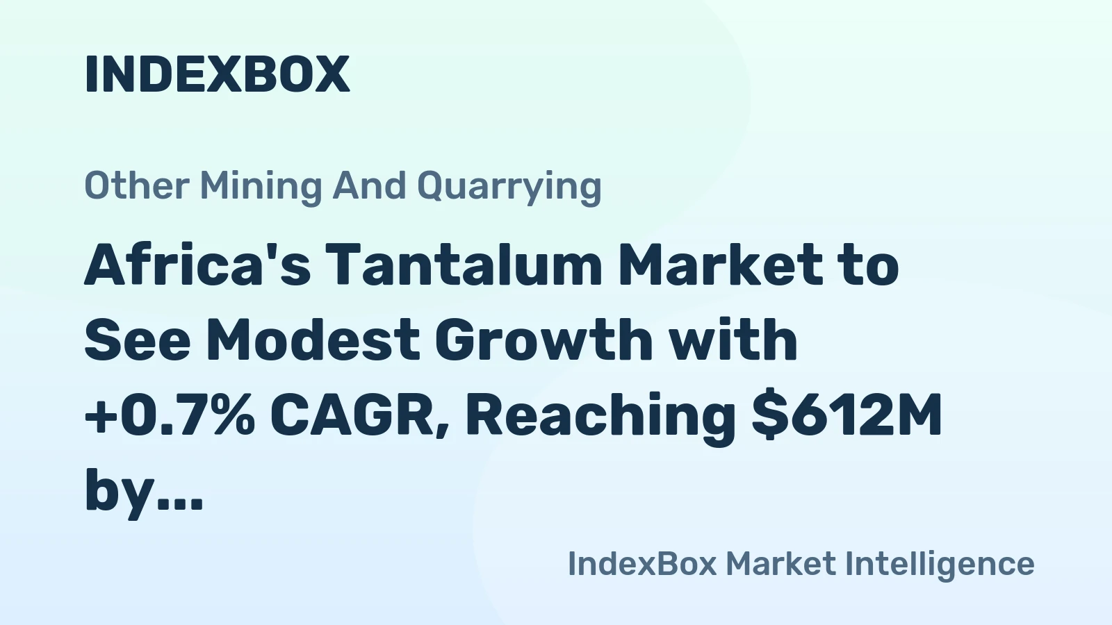 Africa's Tantalum Market to See Modest Growth with +0.7% CAGR, Reaching $612M by 2035