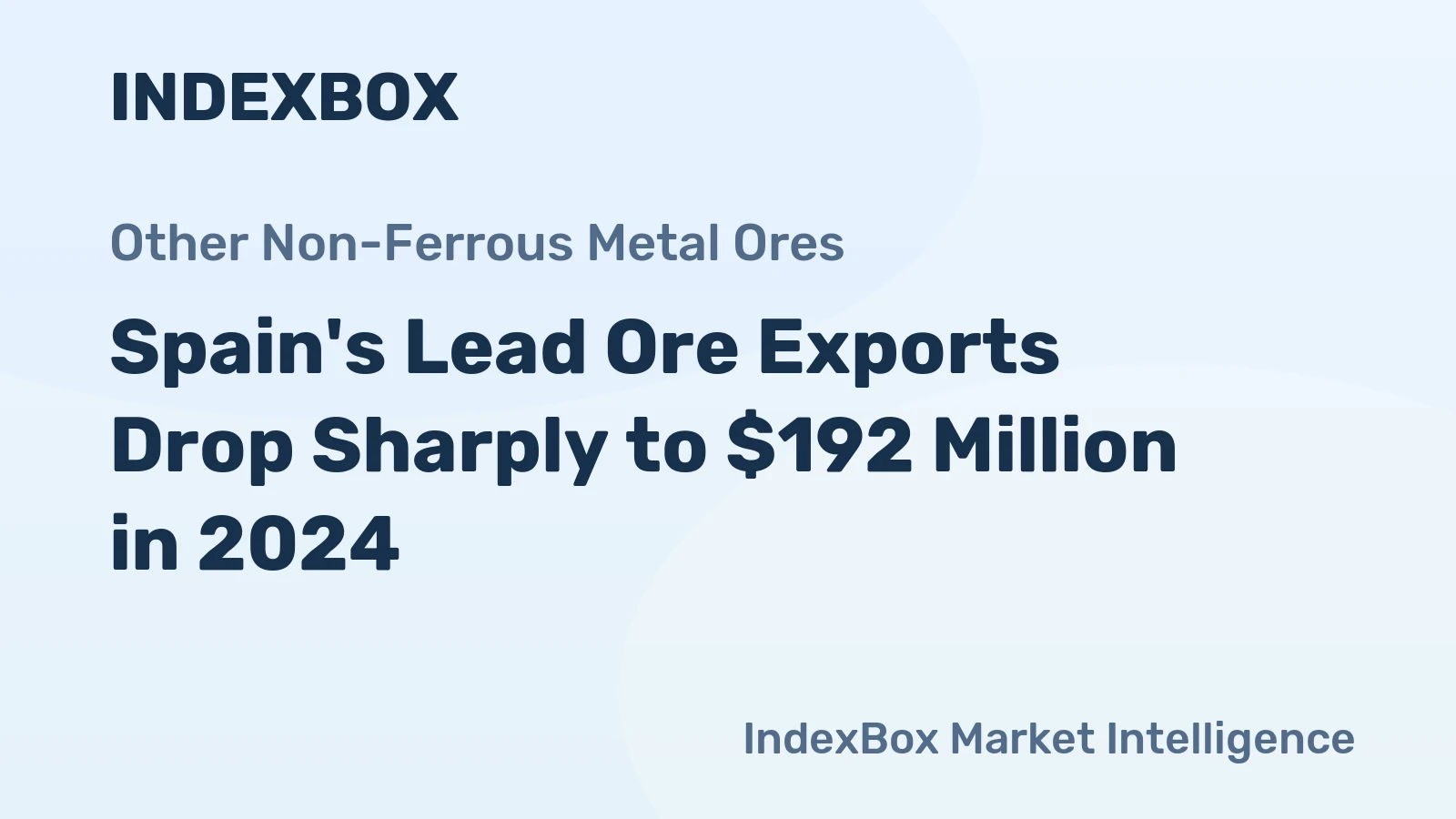 Spain's Lead Ore Exports Drop Sharply to $192 Million in 2024