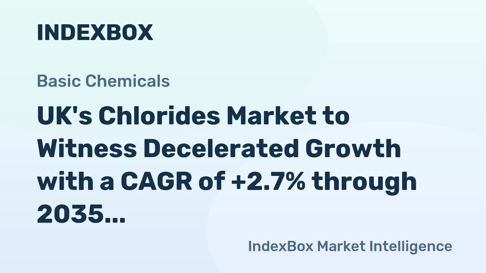 UK's Chlorides Market to Witness Decelerated Growth with a CAGR of +2.7% through 2035