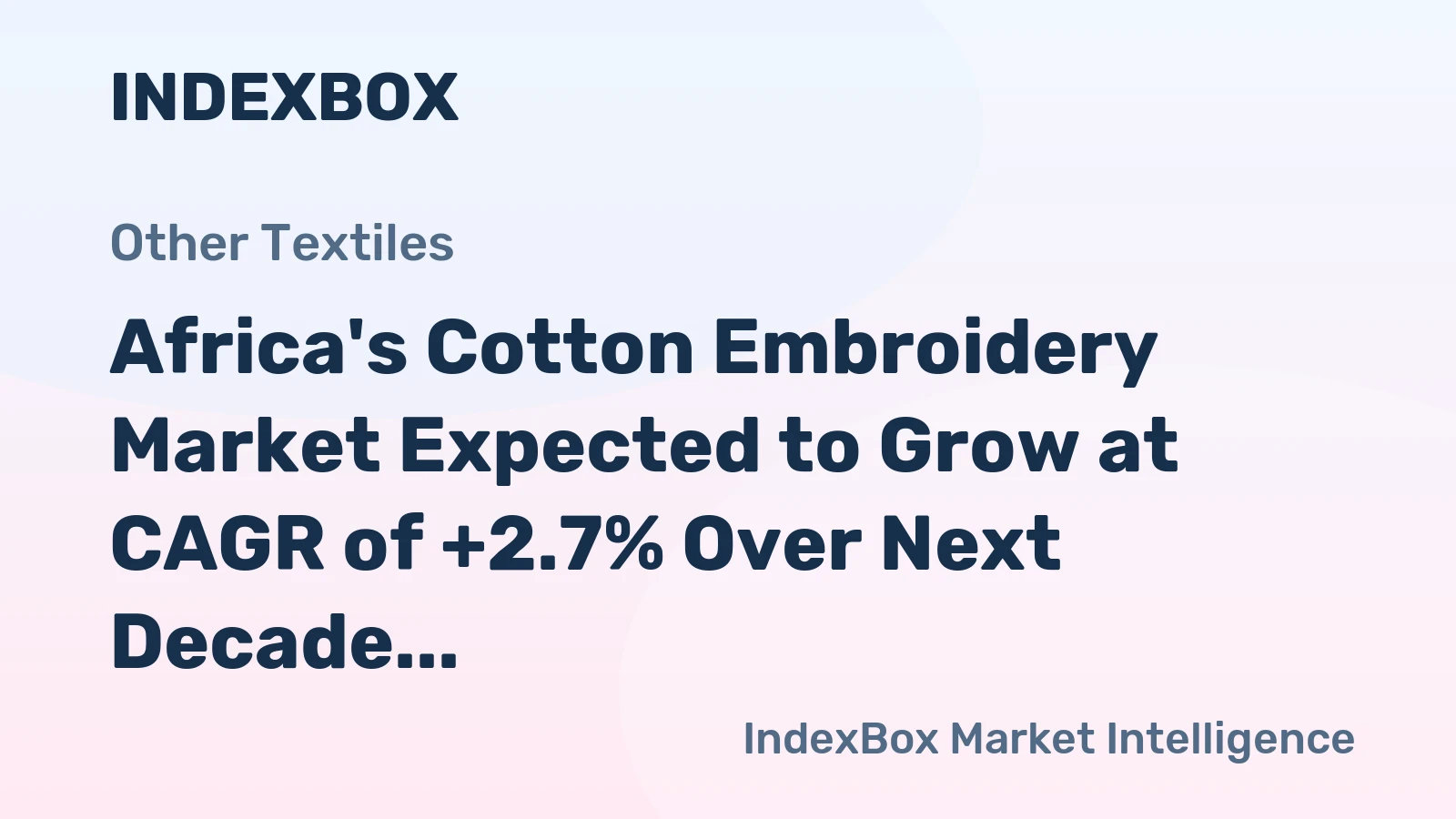 Africa's Cotton Embroidery Market Expected to Grow at CAGR of +2.7% Over Next Decade