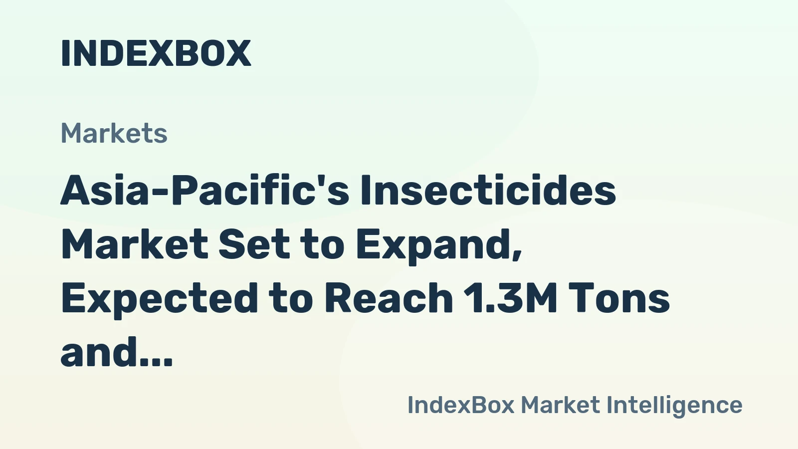 Asia-Pacific's Insecticides Market Set to Expand, Expected to Reach 1.3M Tons and $13.1B by 2035