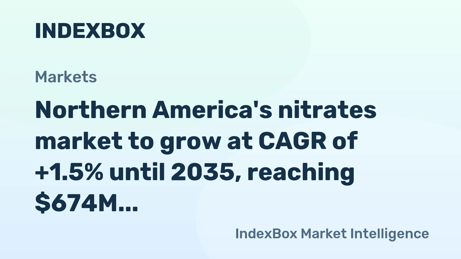 Northern America's nitrates market to grow at CAGR of +1.5% until 2035, reaching $674M in value
