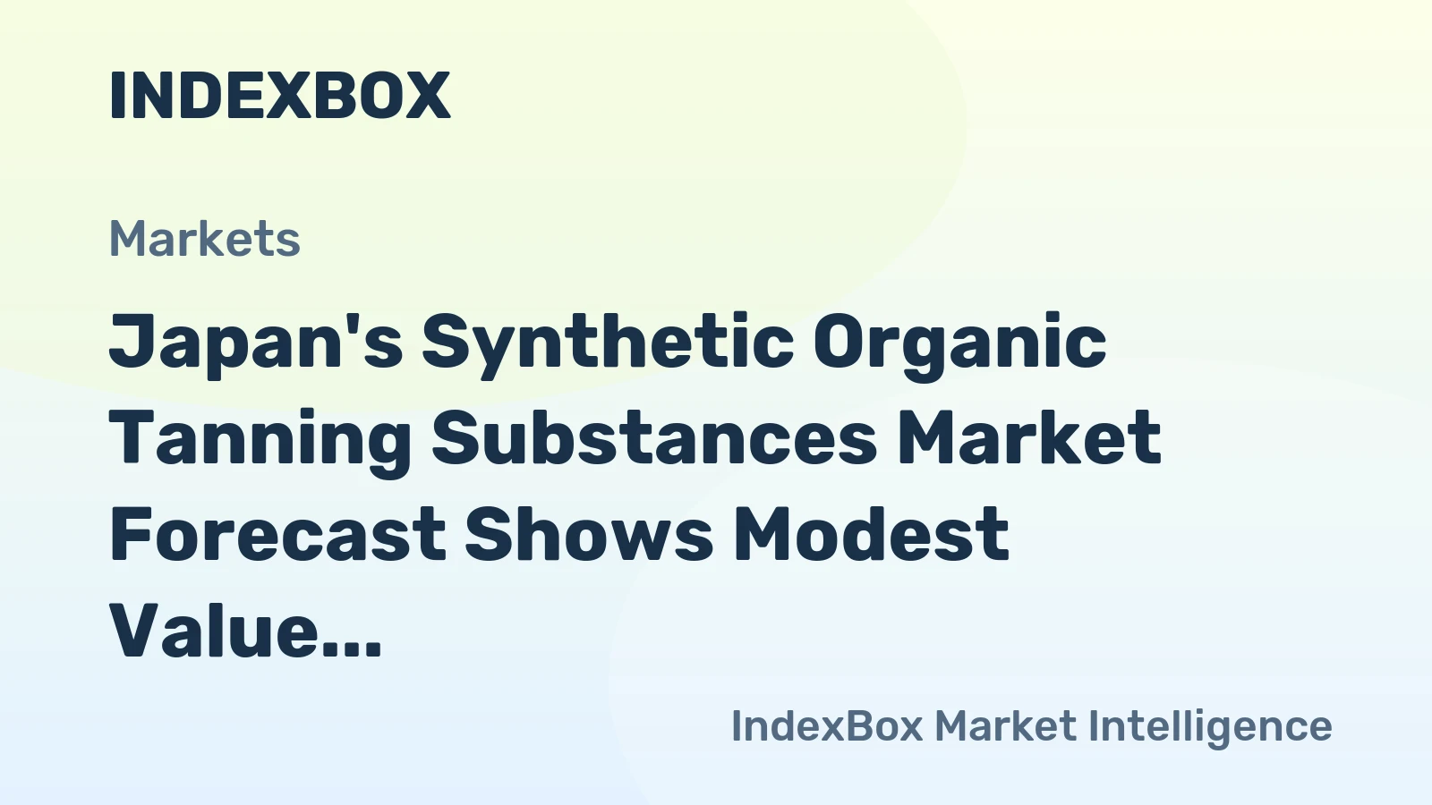 Japan's Synthetic Organic Tanning Substances Market Forecast Shows Modest Value Growth With a 1.9% CAGR