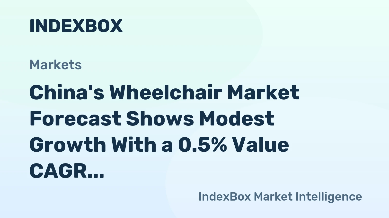 China's Wheelchair Market Forecast Shows Modest Growth With a 0.5% Value CAGR