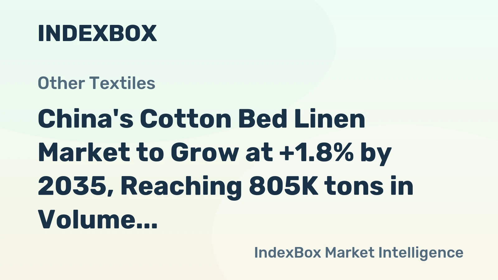 China's Cotton Bed Linen Market to Grow at +1.8% by 2035, Reaching 805K tons in Volume and $8.3B in Value