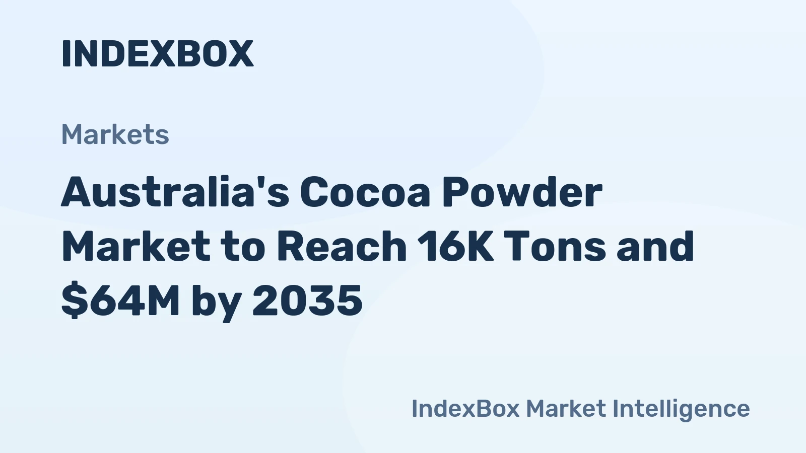 Australia's Cocoa Powder Market to Reach 16K Tons and $64M by 2035