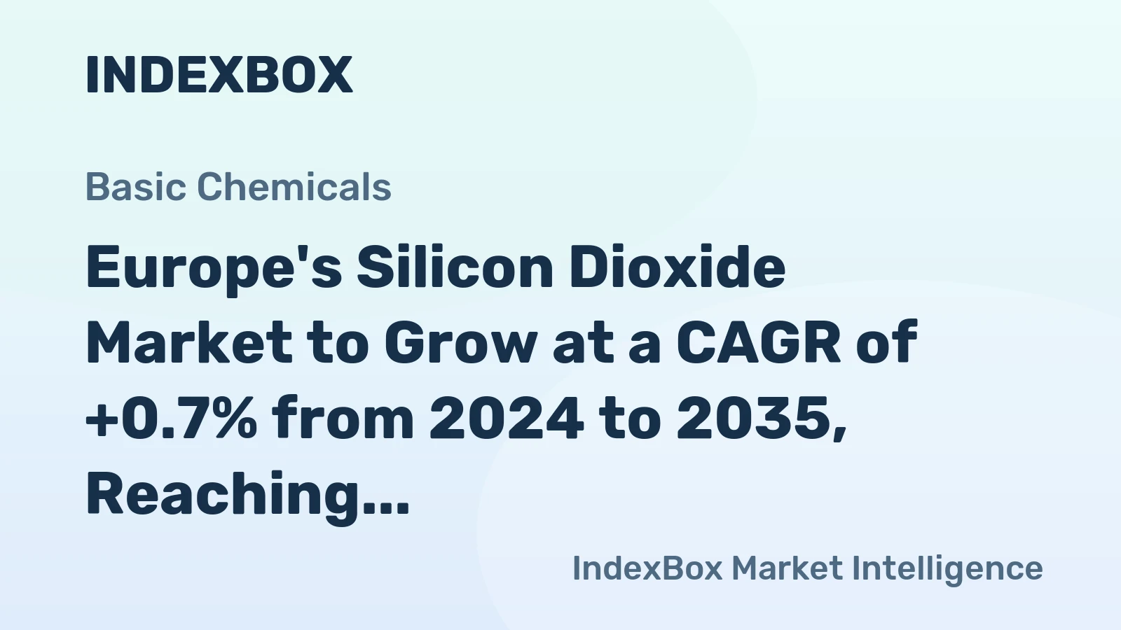 Europe's Silicon Dioxide Market to Grow at a CAGR of +0.7% from 2024 to 2035, Reaching 1.5M Tons