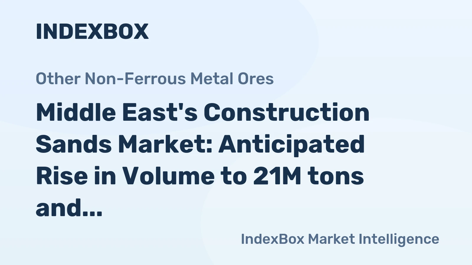 Middle East's Construction Sands Market: Anticipated Rise in Volume to 21M tons and Value to $3B by 2035