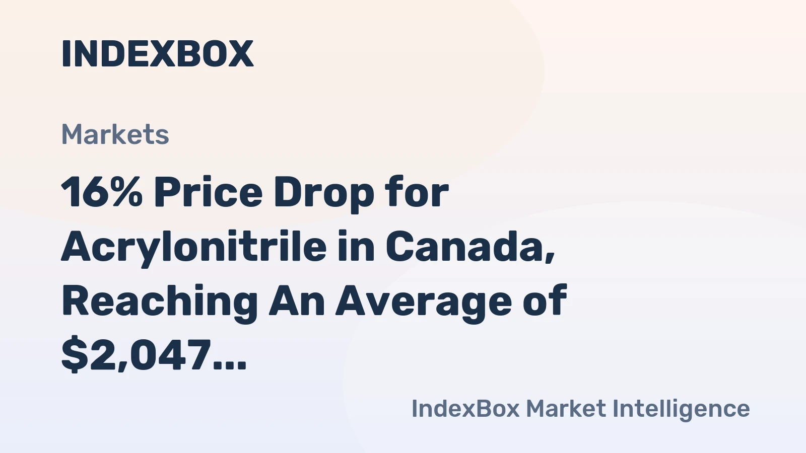 16% Price Drop for Acrylonitrile in Canada, Reaching An Average of $2,047 per Ton