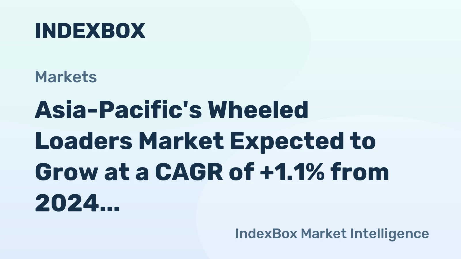 Asia-Pacific's Wheeled Loaders Market Expected to Grow at a CAGR of +1.1% from 2024 to 2035