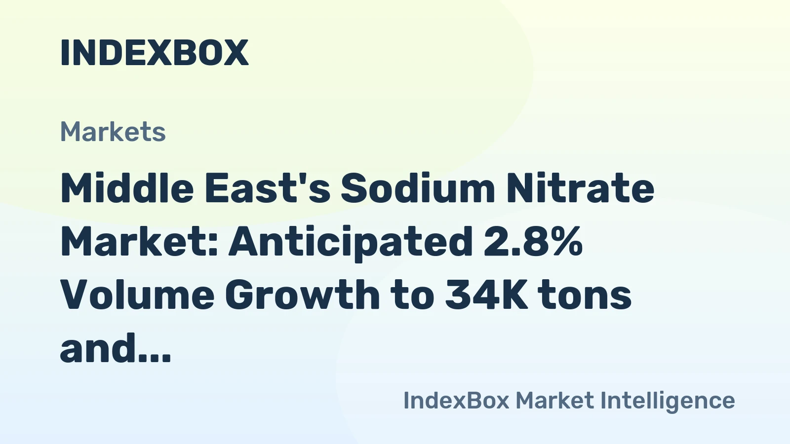 Middle East's Sodium Nitrate Market: Anticipated 2.8% Volume Growth to 34K tons and 3.3% Value Growth to $31M by 2035